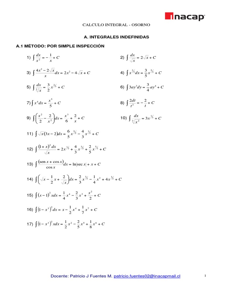 Guia Metodos de Integracion Inacap | PDF Guia Metodos de Integracion Inacap | PDF