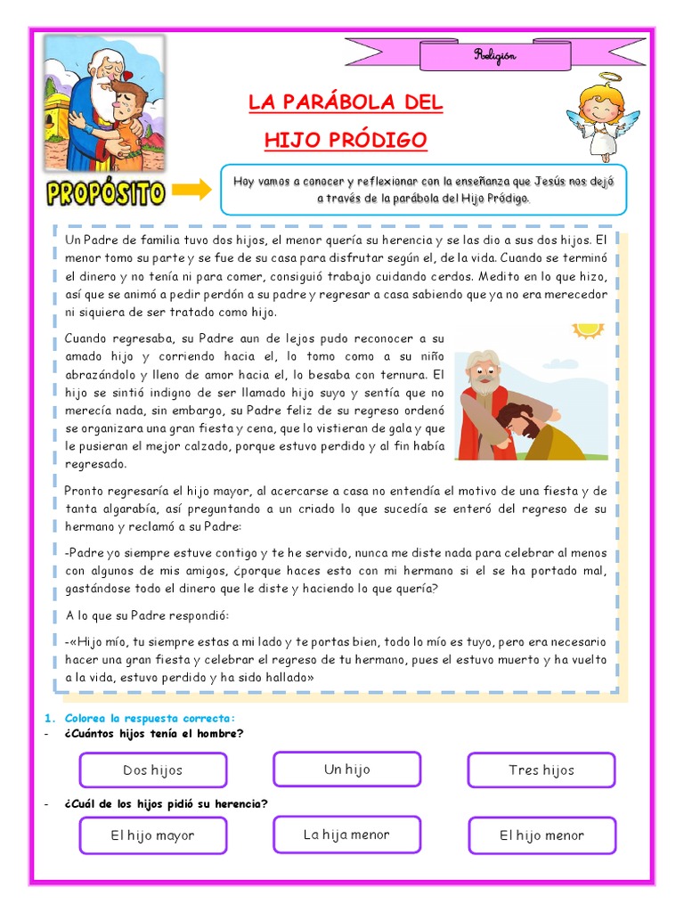 E3 s4 Ficha d2 Religion El Hijo Pródigo | PDF