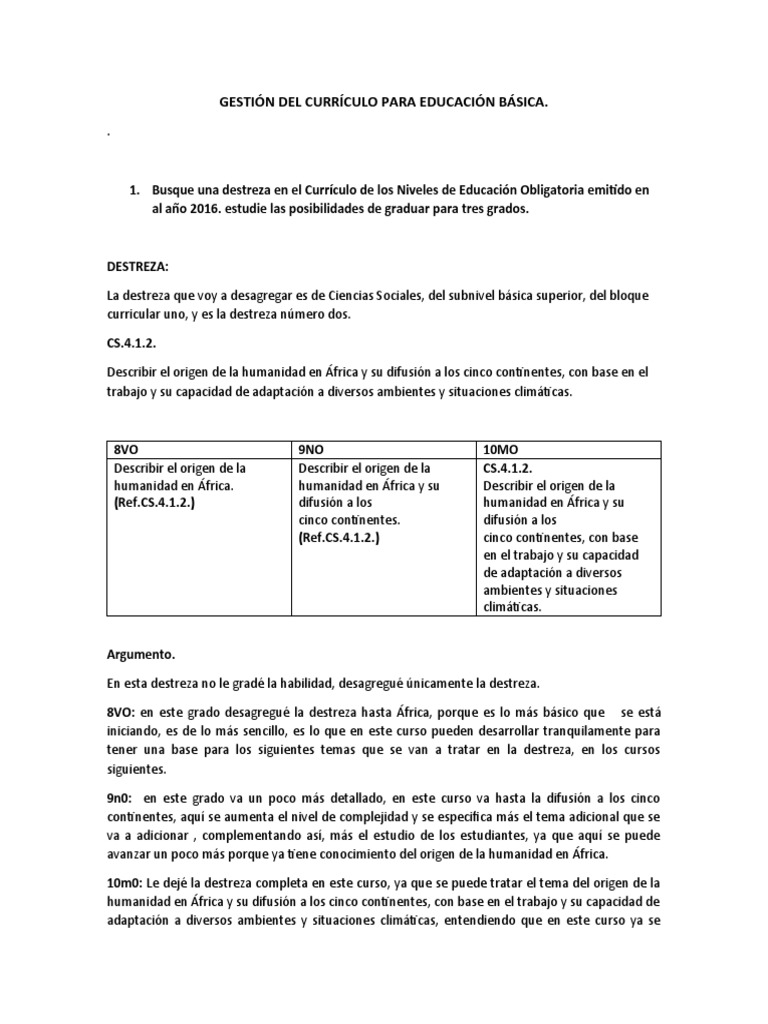 Gradualidad de Un Destreza. | PDF