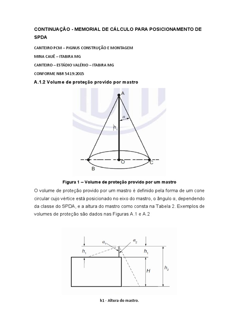 Memorial de Cálculo para Posicionamento de Spda | PDF