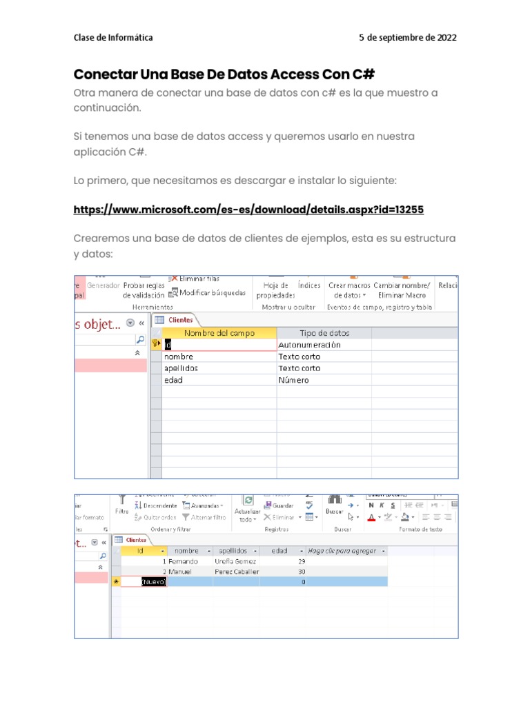 Conectar Una Base de Datos Access Con C | PDF