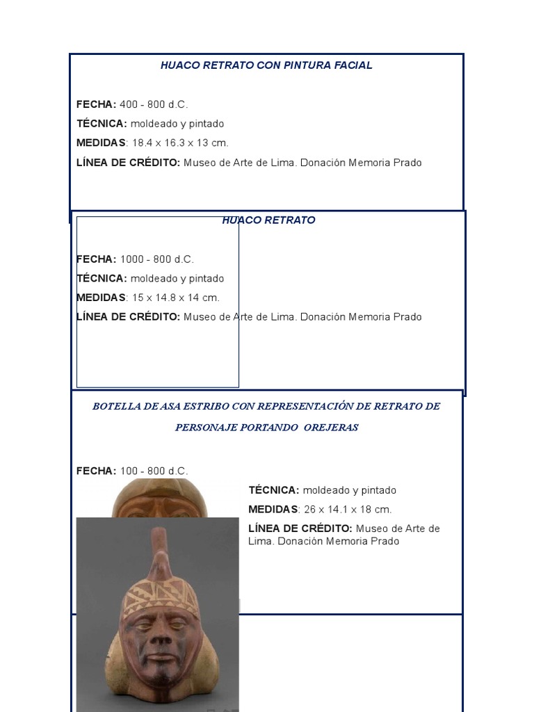 Huaco Retrato Con Pintura Facial | PDF | Andes | Era precolombina