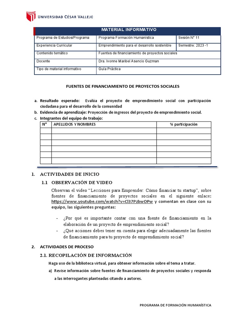 Guía práctica N° 11 | PDF | Presupuesto | Iniciativa empresarial