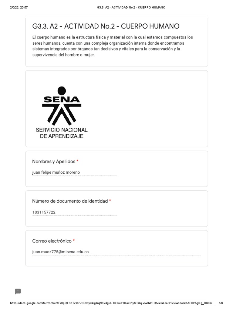 G3.3. A2 - ACTIVIDAD No.2 - CUERPO HUMANO | PDF | Términos anatómicos ...