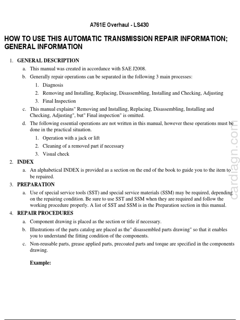 Transmission+a761e+Overhaul | PDF | Throttle | Automatic Transmission