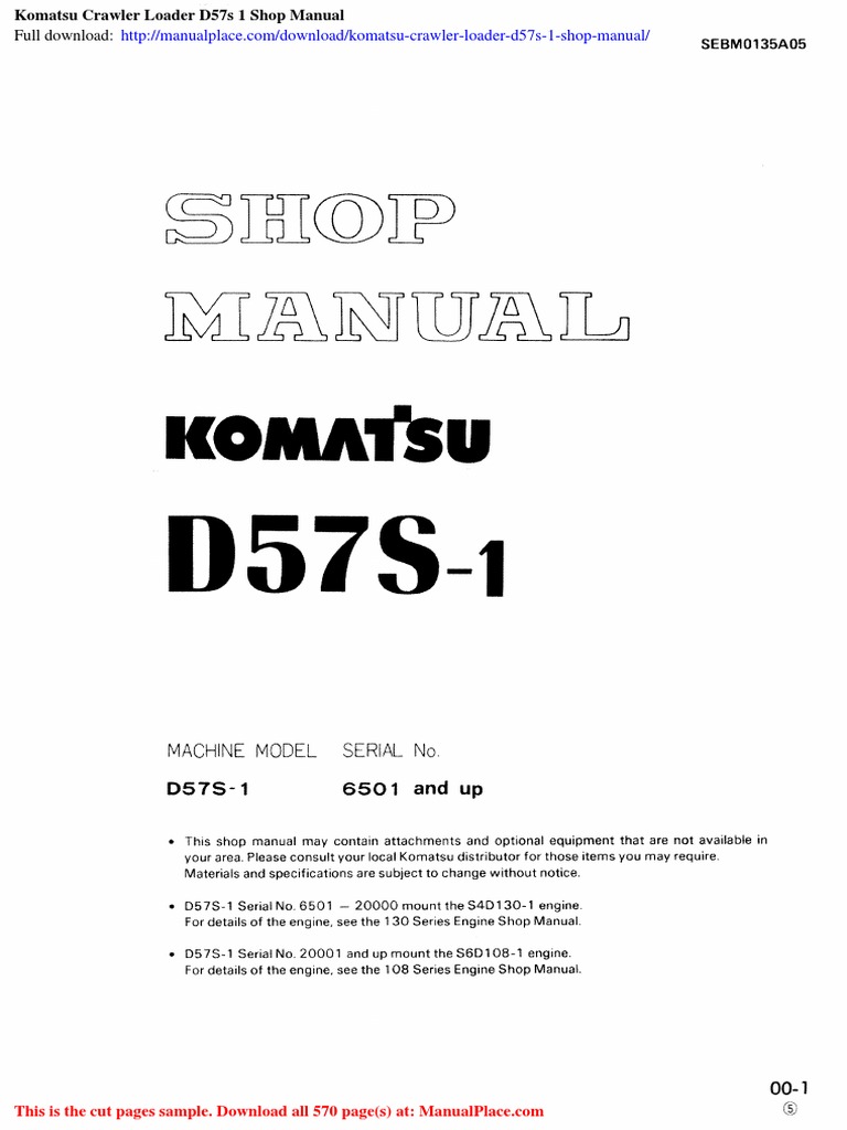 Komatsu Crawler Loader d57s 1 Shop Manual | PDF