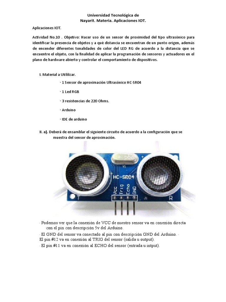 Activ10 (Sensor de Proximidad) | PDF | Arduino | Internet de las Cosas