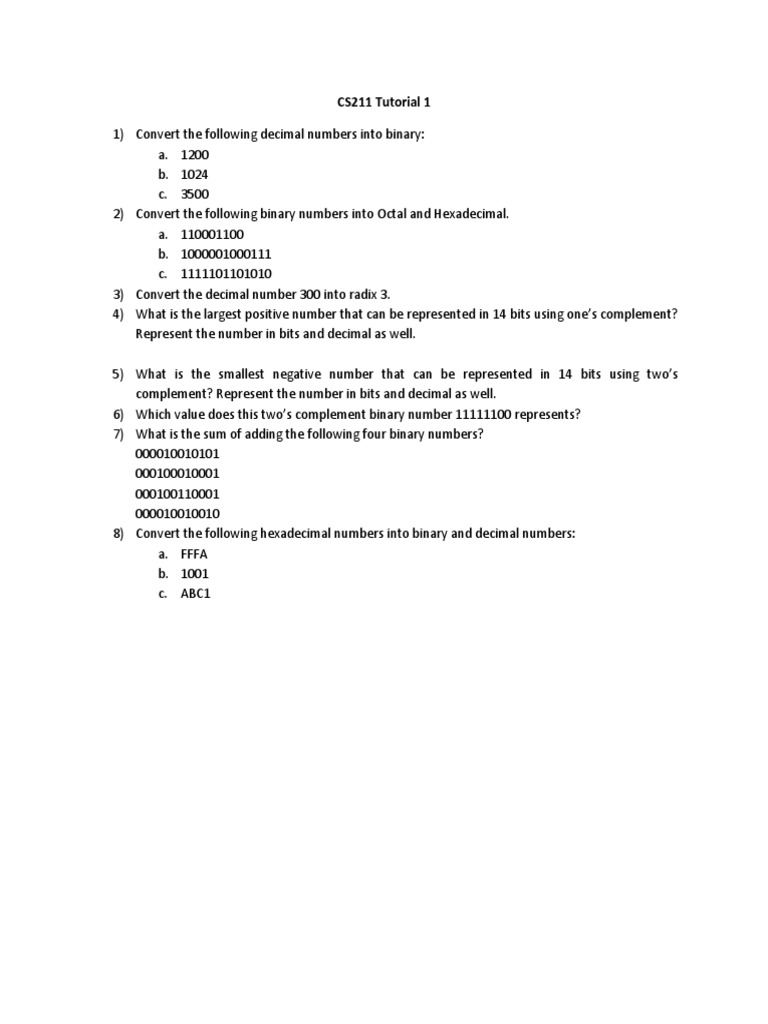 CS211 Tutorial 1 | PDF