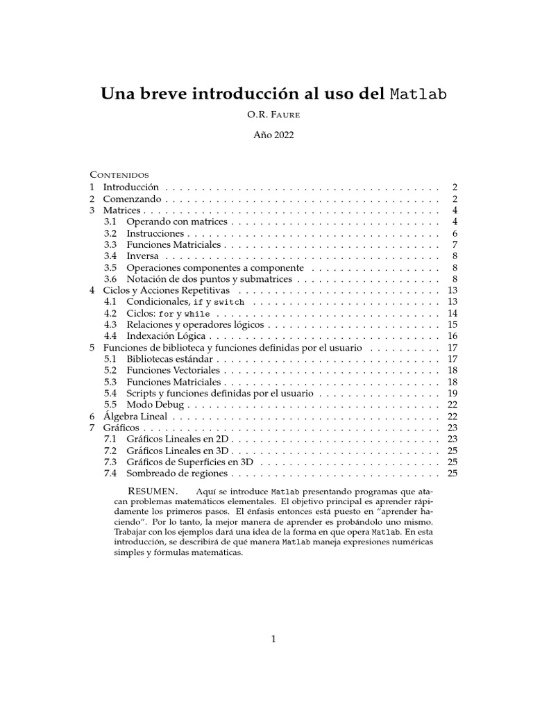 Introduccion Al Uso de Matlab | PDF | Matriz (Matemáticas) | Valores propios y vectores propios