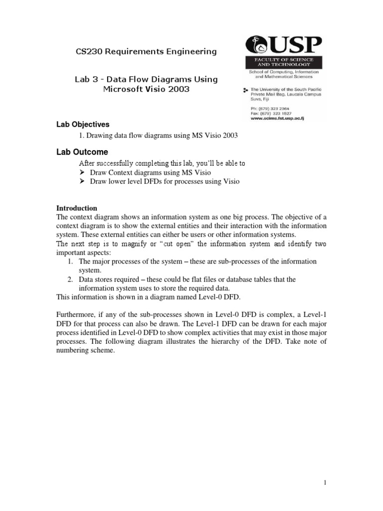 Lab - DFDs Using MS Visio 2003 (3) - CS230 | PDF | Computing | Software
