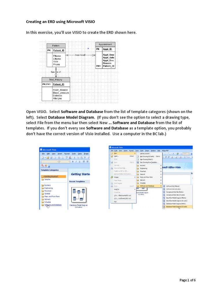 Creating an ERD using Microsoft VISIO | PDF | Databases | Computing