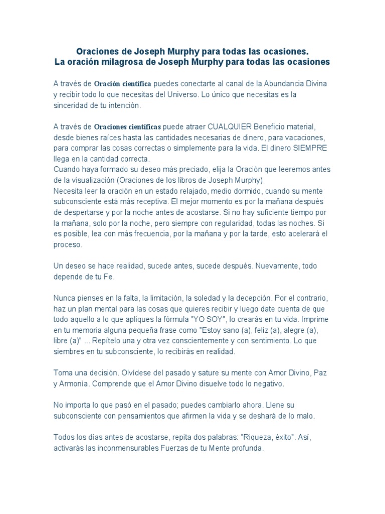 Oraciones de Joseph Murphy para Todas Las Ocasiones | PDF | Dios | Amor