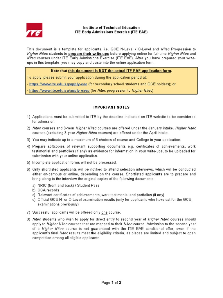 ITE EAE Write-Up Preparation Template | PDF | Educational Stages