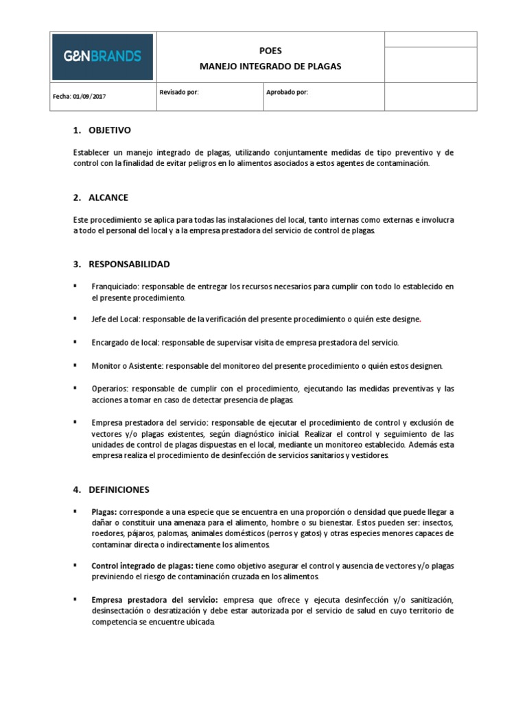 POES Manejo Integrado de Plagas | PDF | Pesticida | Plaga (organismo)