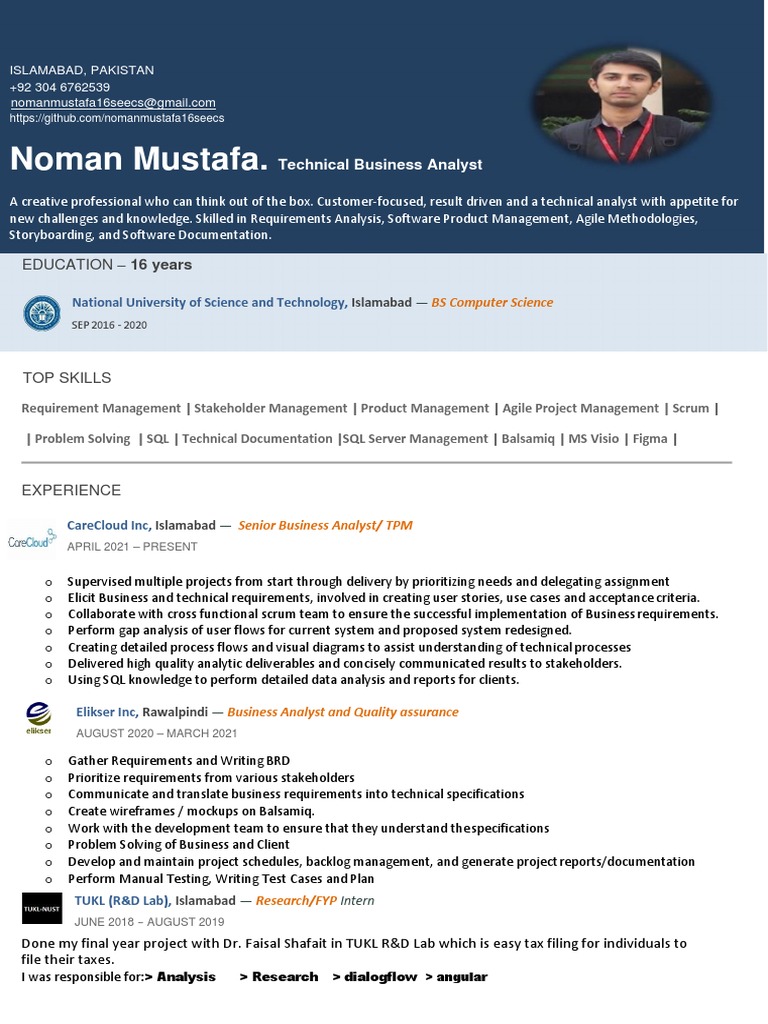 Noman Mustafa Resume | PDF | Scrum (Software Development) | Agile Software Development