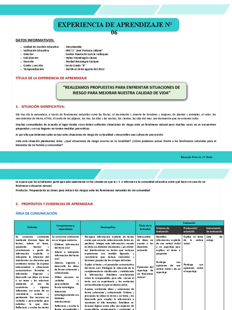 Experiencia de Aprendizaje 6 6º 2022 | PDF | Probabilidad | Geometría