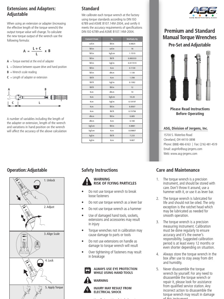 Torque Wrench Manual | PDF | Equipment | Electricity