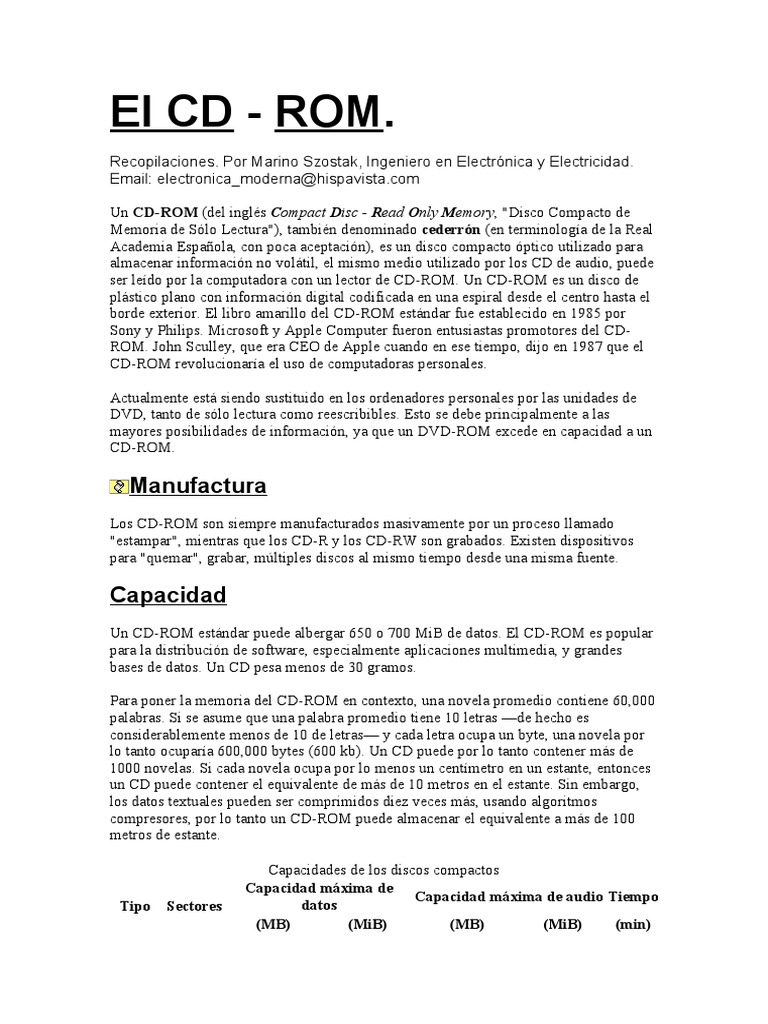 Tema 5 - El CD - ROM | PDF | CD ROM | Disco compacto