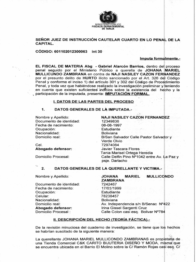 IMPUTACIÓN FORMAL | PDF