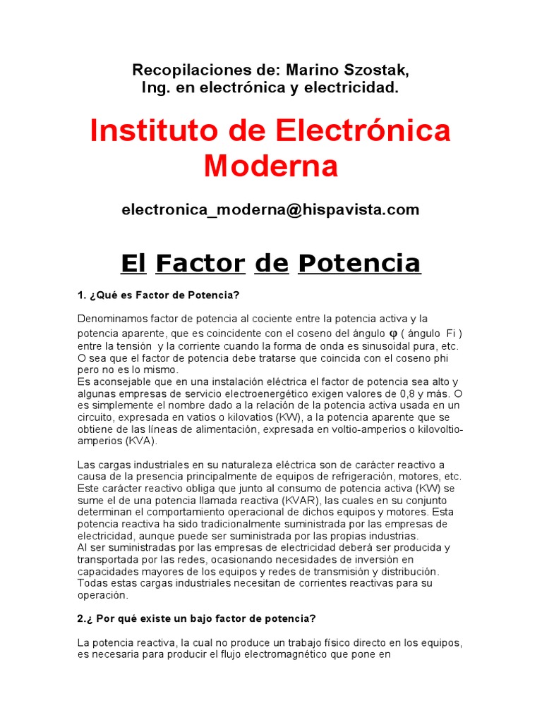 06 Factor De Potencia Pdf Energia Electrica Electromagnetismo
