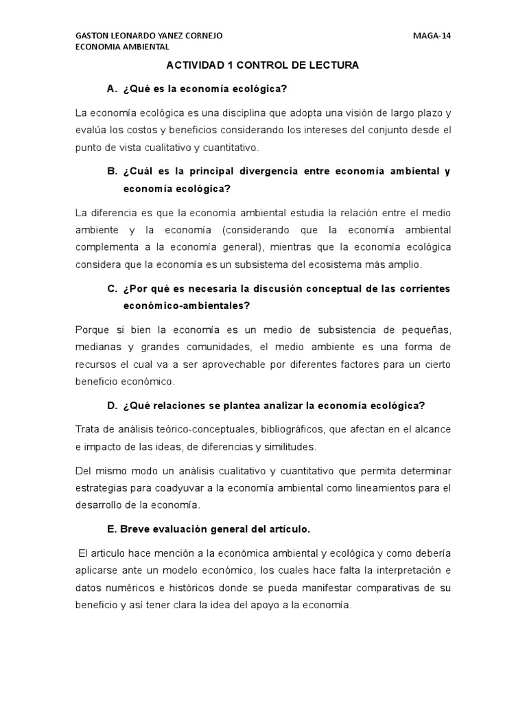 Actividad 1 Control de Lectura | PDF