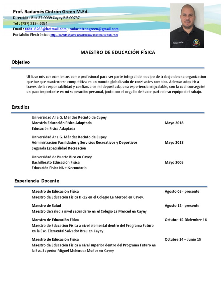 Curriculum Vitae Radames Cintron | PDF | Enseñando | Inclusión (Educación)