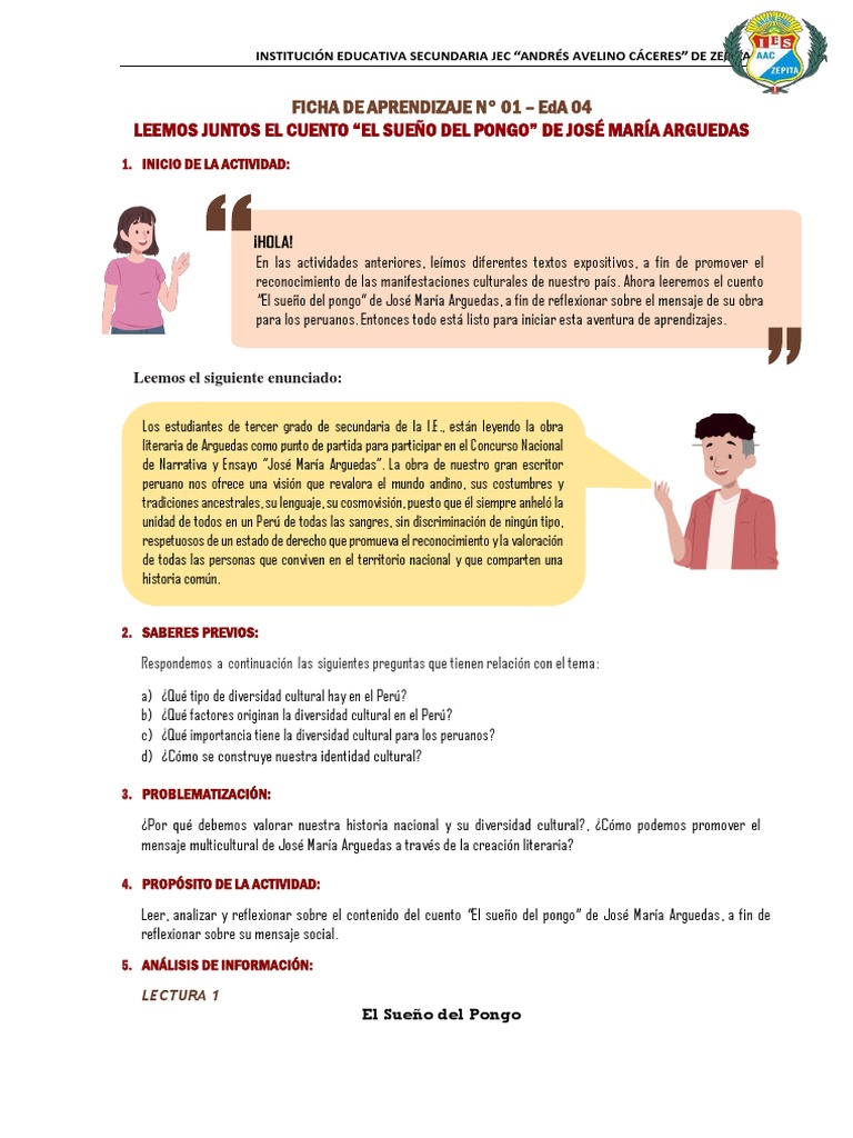 Ficha de Aprendizaje N°01 - 3er Grado - Luchini | PDF | Narración | Evaluación
