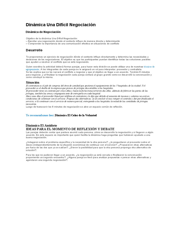 Dinámica Una Difícil Negociación Pdf Negociación Economias