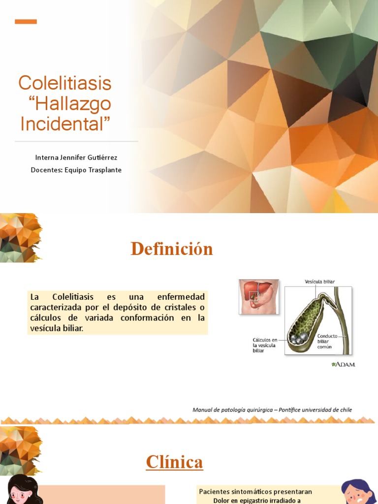 colelitiasis | PDF | Sistema exocrino | Especialidades Medicas
