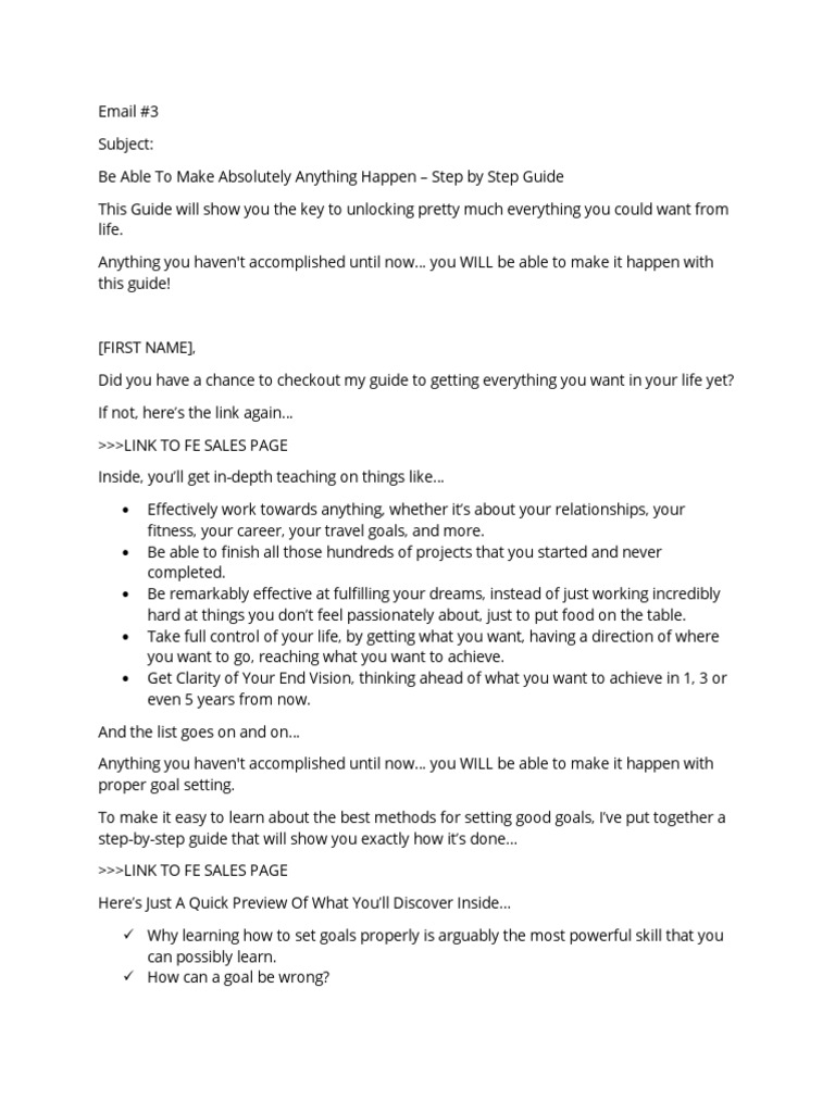 Email#3 | PDF | Goal | Goal Setting