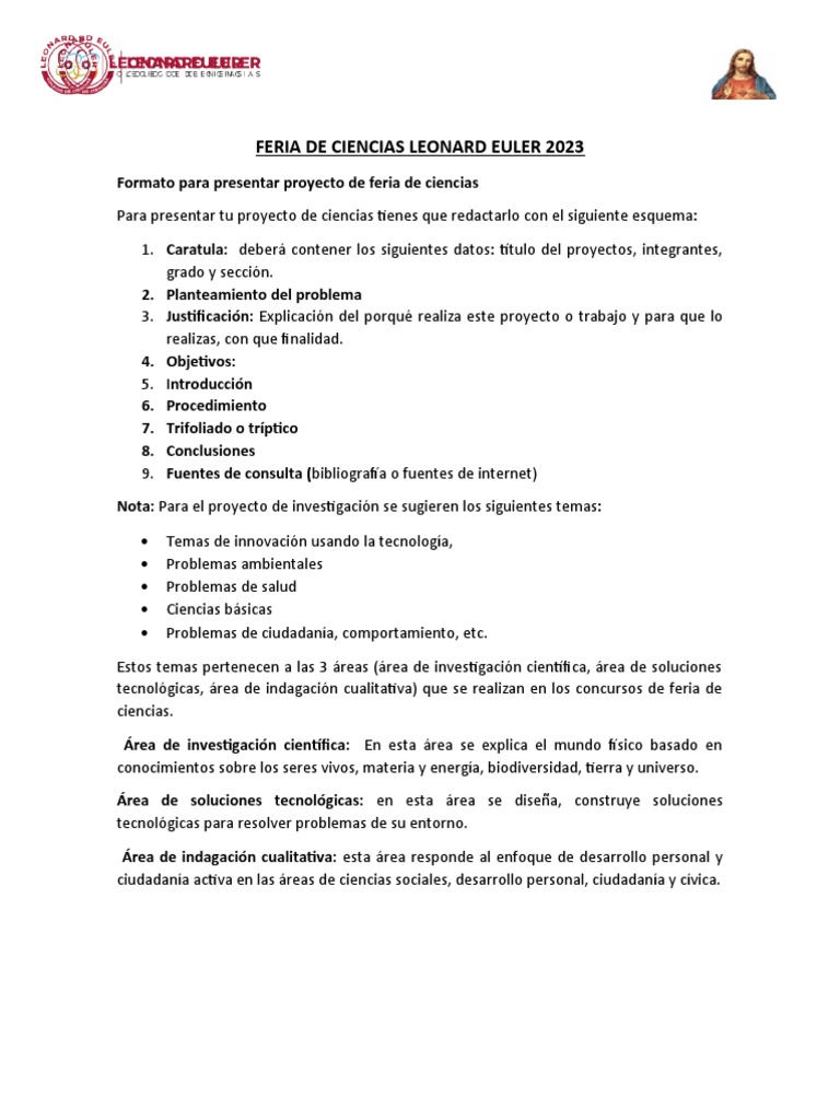 Feria de Ciencias Leonard Euler 2023formato | PDF