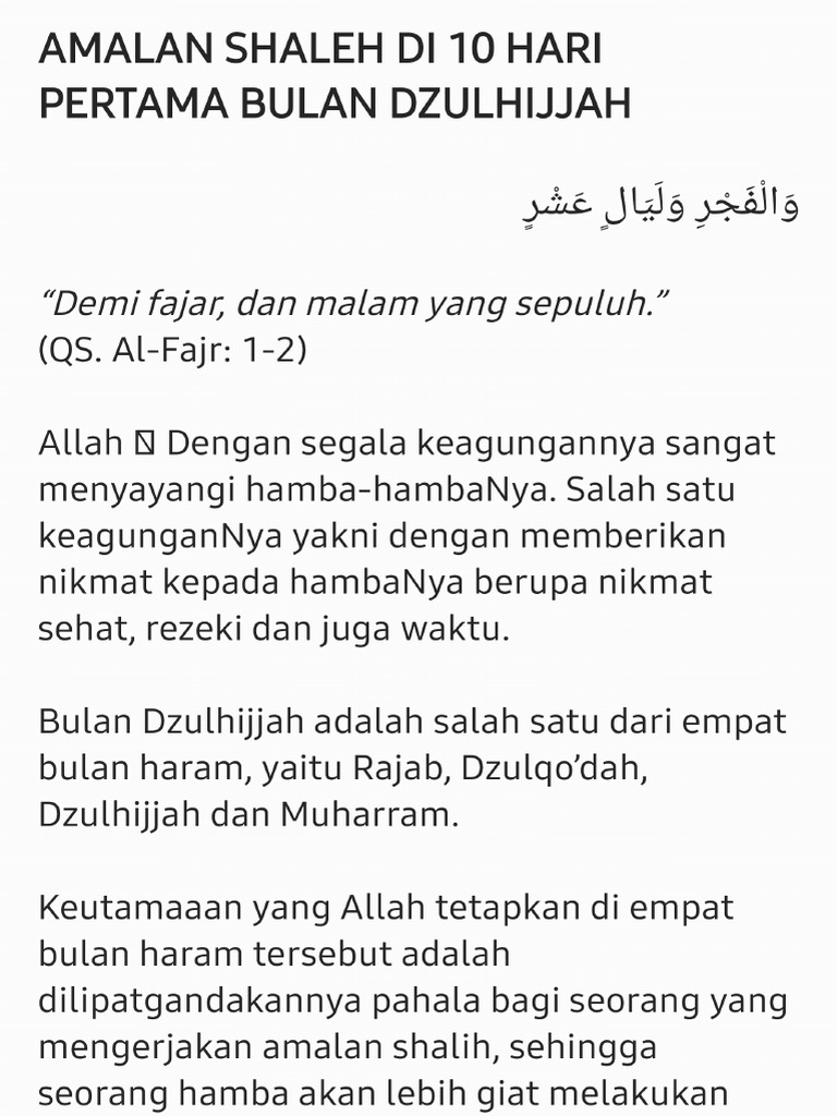 Amalan Awal Dzulhijjah | PDF