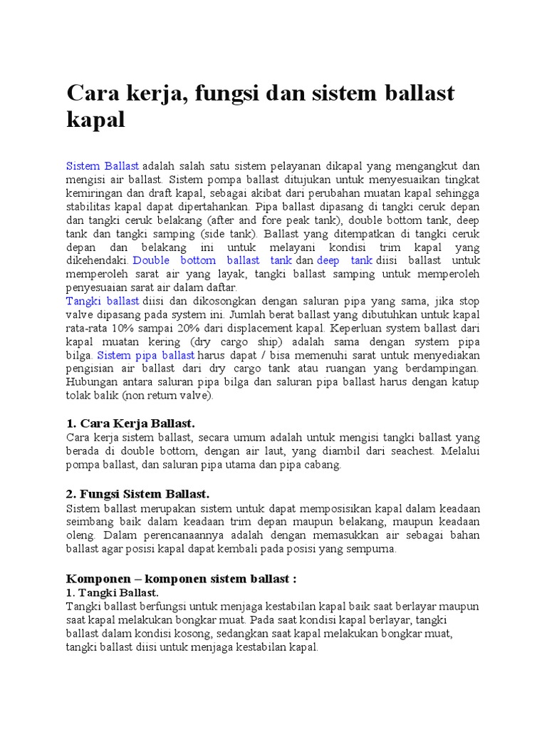 Cara Kerja Water Ballast Riko | PDF | Teknologi & Rekayasa