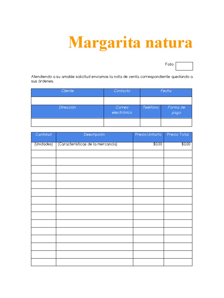 Modelo Nota de Venta en Word | PDF