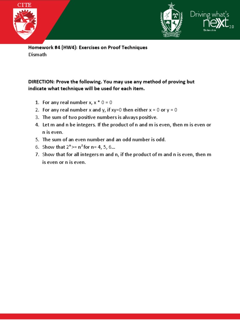 Proof Techniques in Dismath Exercises | PDF | Teaching Methods & Materials