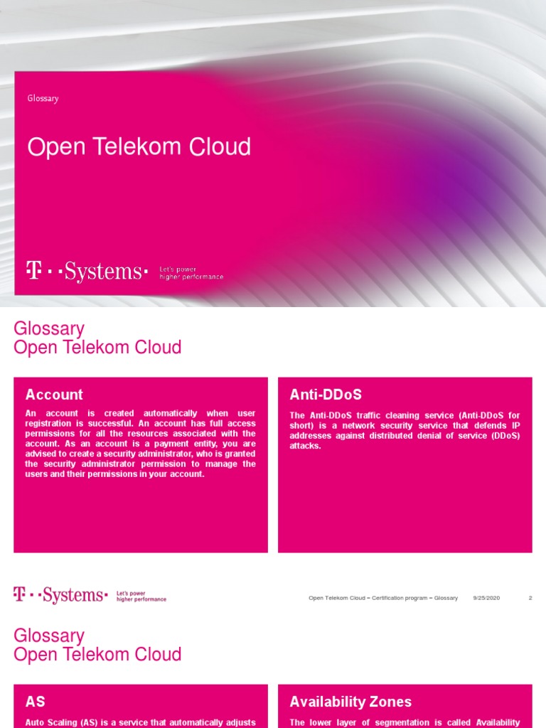 Open Telekom Cloud Glossary | PDF | Cloud Computing | Computer Network