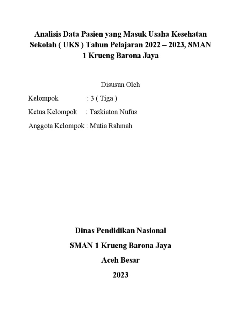 KTI-BIndo, Analisis Data Pasien Yang Masuk Usaha Kesehatan Sekolah | PDF