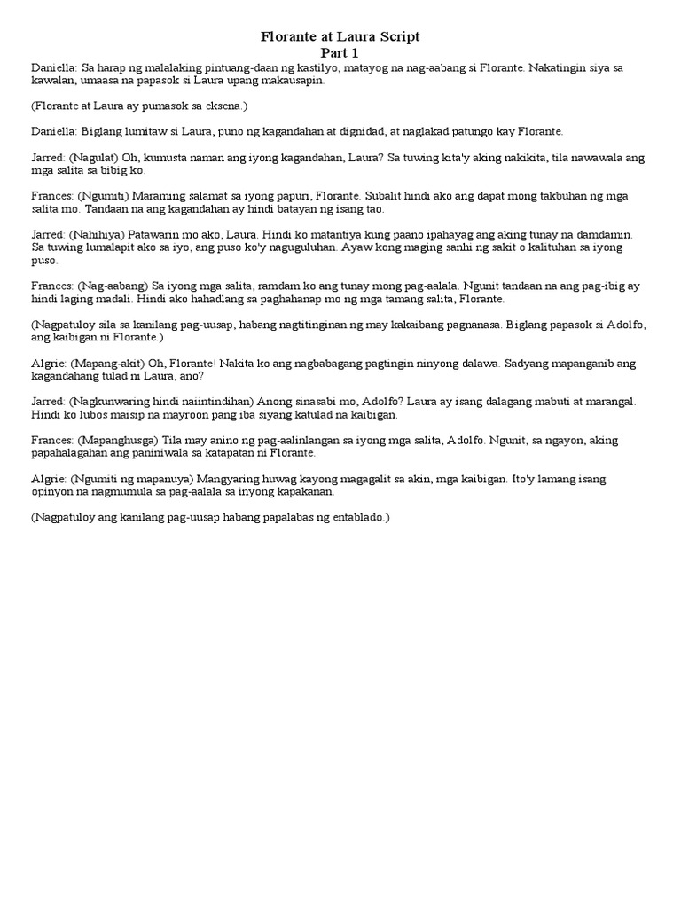 Florante at Laura Script | PDF