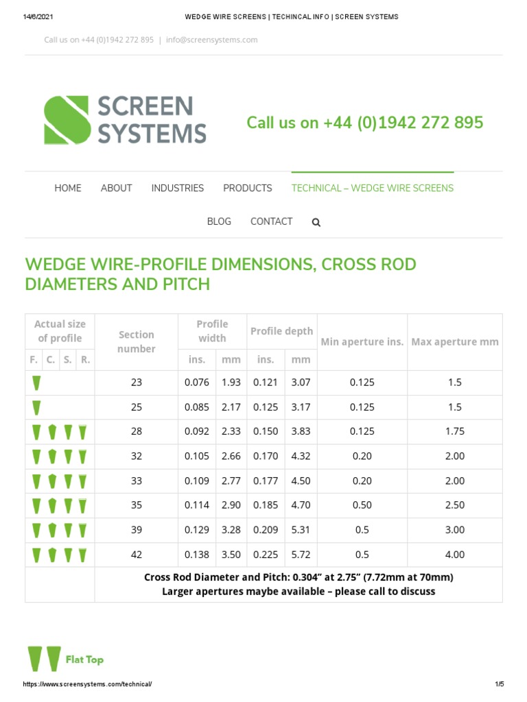 Wedge Wire Screen Specifications Guide | PDF | Welding | Construction