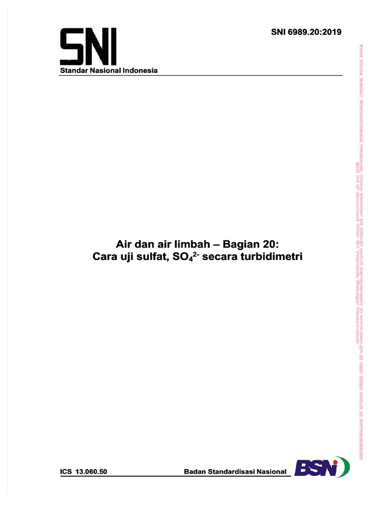 Uji Sulfat dalam Air: SNI 6989.20:2019 | PDF