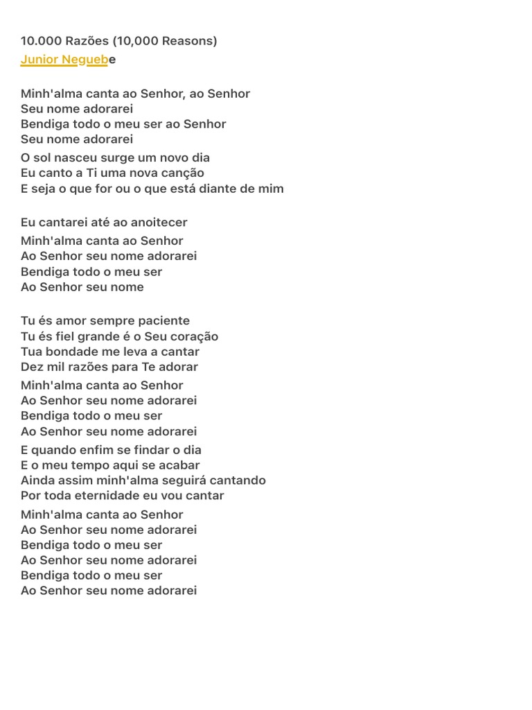 10.000 Razões Letra (10,000 Reasons) | PDF