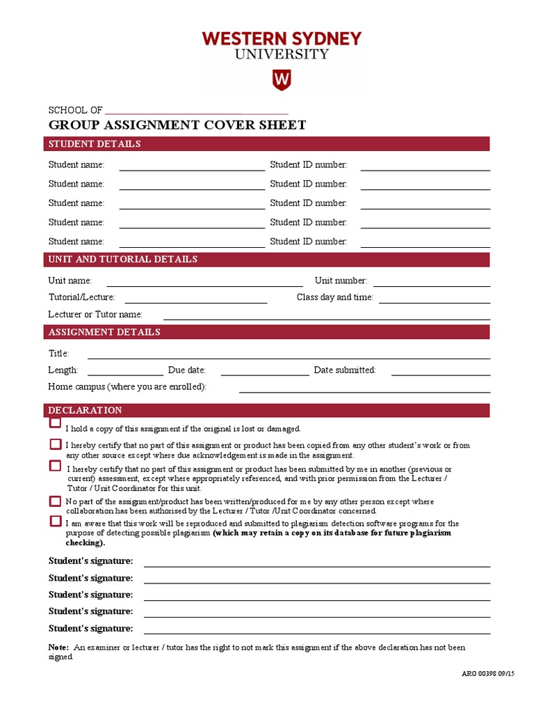 GroupAssignmentCoverSheet WSU | PDF
