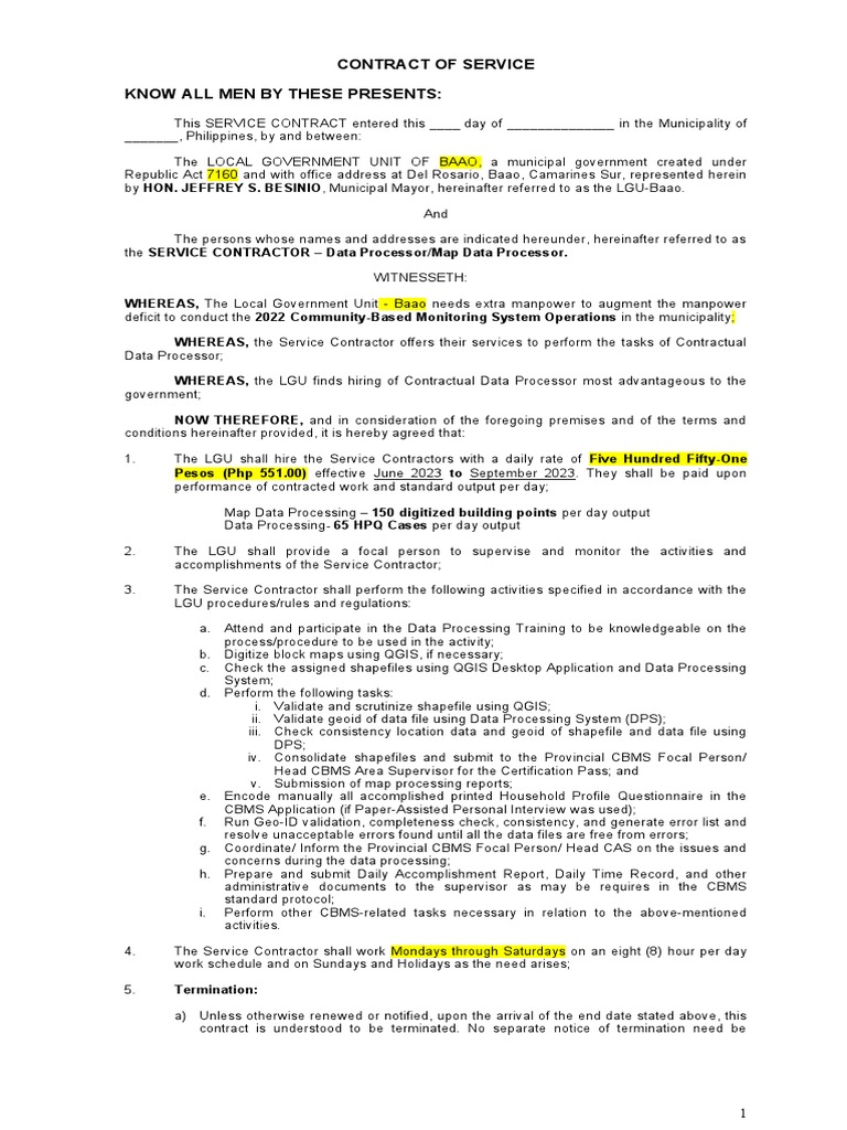 Contract of Service MDP DP | Download Free PDF | Employment | Legal ...