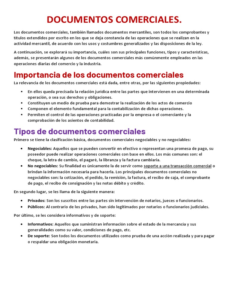 Documentos Comerciales | PDF | Pagos | Factura