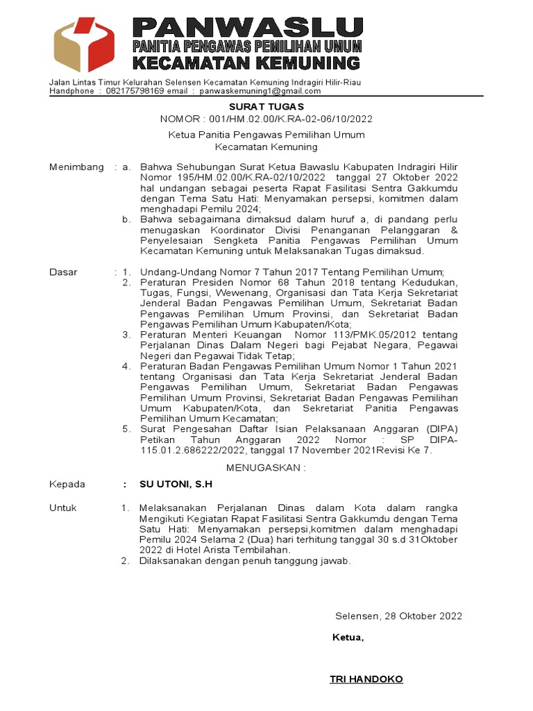 Format Surat Tugas Pdf