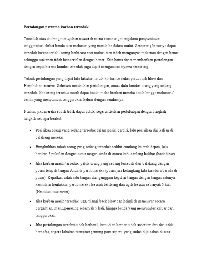 Pertolongan Pertama Korban Tersedak | PDF