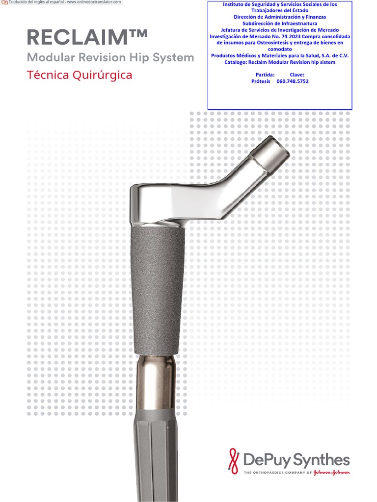 Reclaim Modular Revision Hip Sistem | PDF | Tornillo