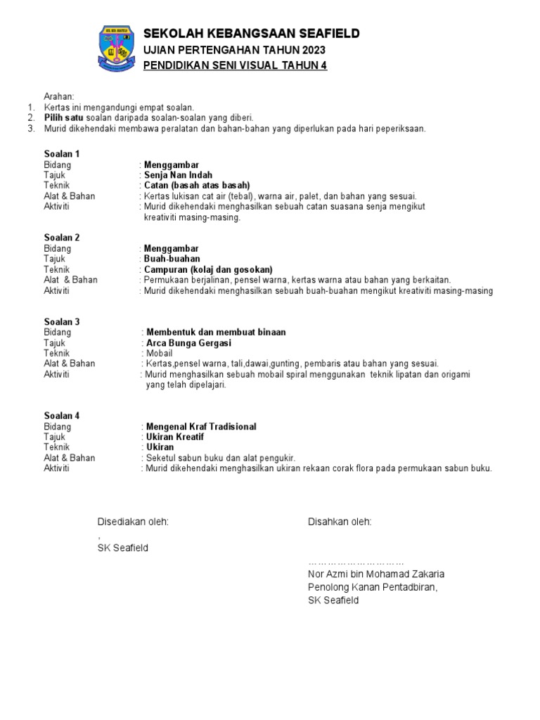 Soalan PSV Tahun 4 | PDF