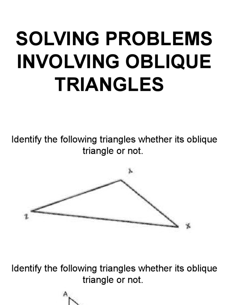 Solving Problems Involving Oblique Triangles | PDF | Teaching Methods & Materials