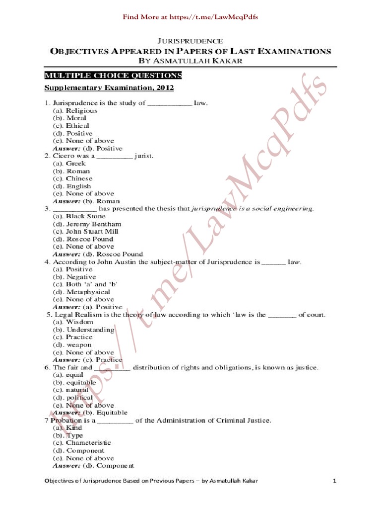 60 MCQs - Jurisprudence | PDF